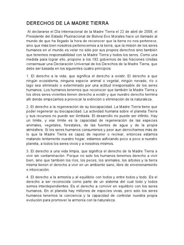 Derechos de La Madre Tierra | PDF | Tierra | Naturaleza