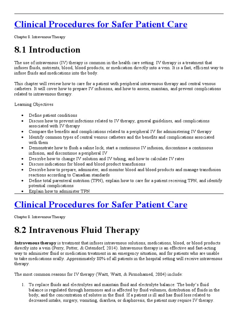 Clinical Procedures For Safer Patient Care: Chapter 8. Intravenous ...