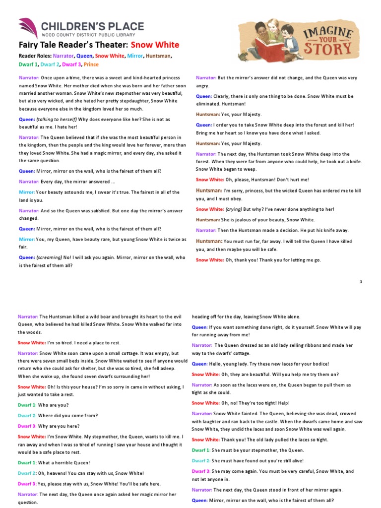 Snow White Readers Theater Script | PDF | Snow White
