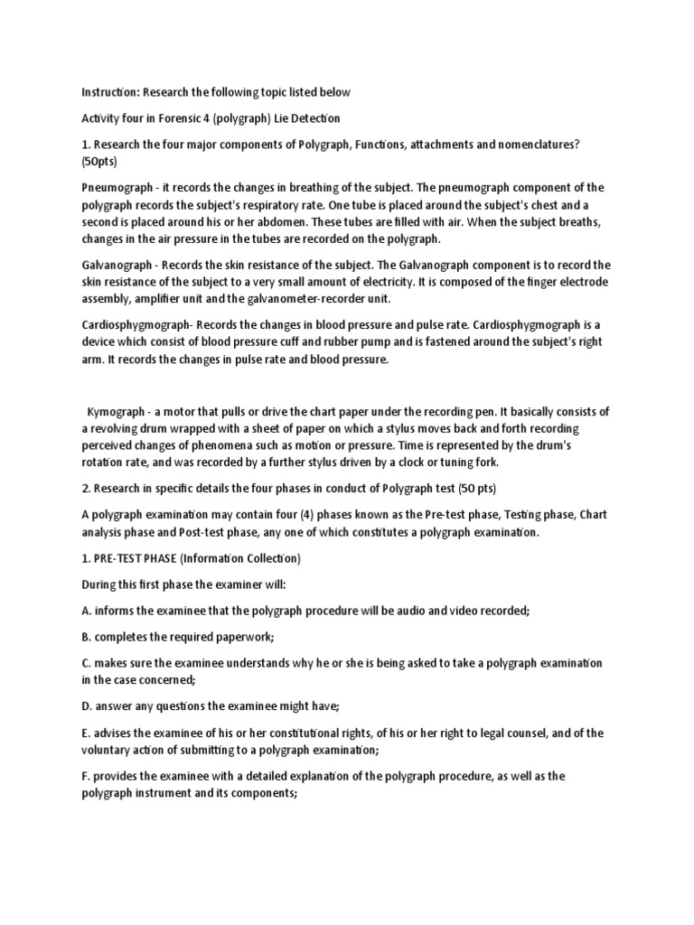 Activity Four In Forensic 5 Polygraph Lie Detection Pdf Polygraph