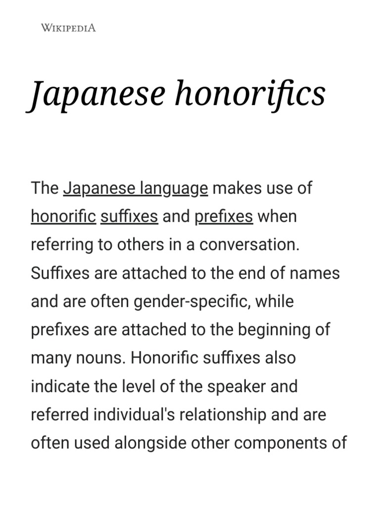 Japanese Honorifics - Wikipedia | PDF | Languages
