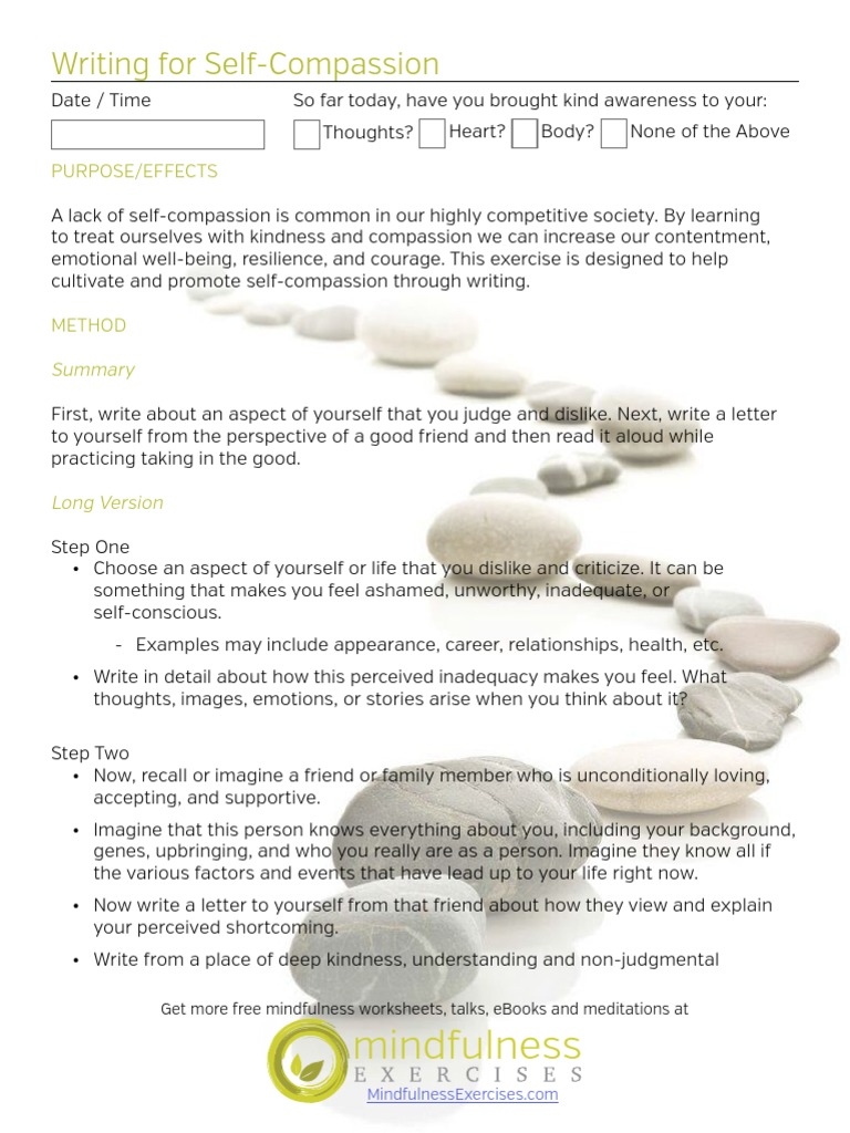 Self-Compassion Writing Exercise | PDF | Mindfulness | Personal Development