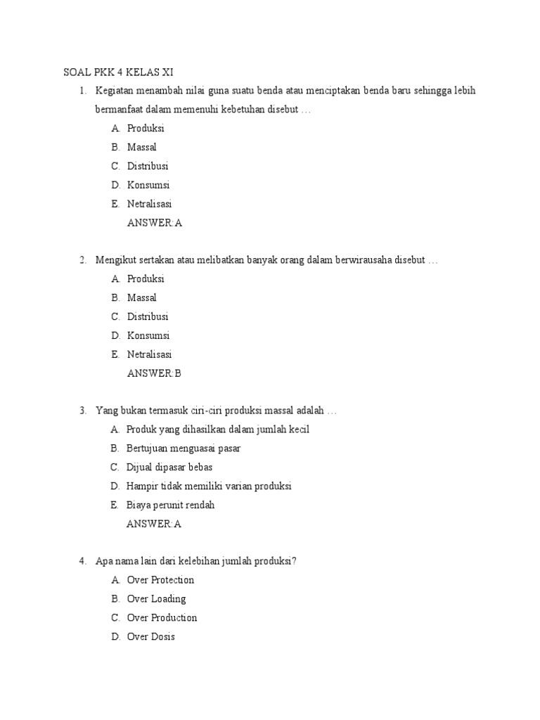 Soal PKK 4 Kelas Xi | PDF | Karier & Perkembangan | Seni
