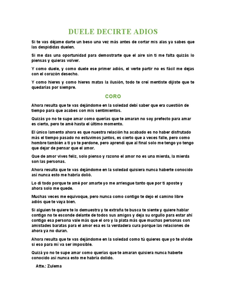 Duele Decirte Adios | PDF