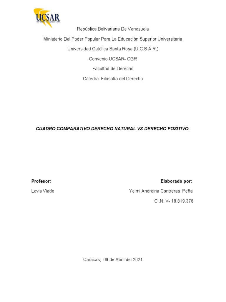 Cuadro Comparativo Yeimi Contreras | PDF | La Ley natural | Legislación