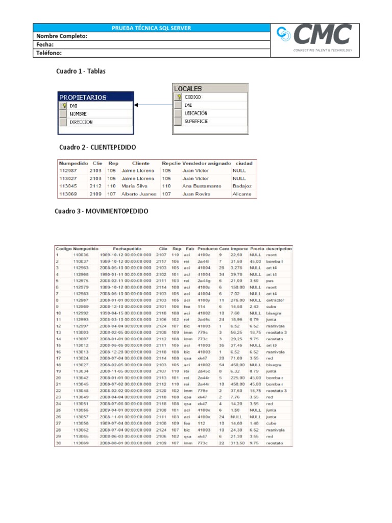 Prueba de SQL Server 2 | PDF
