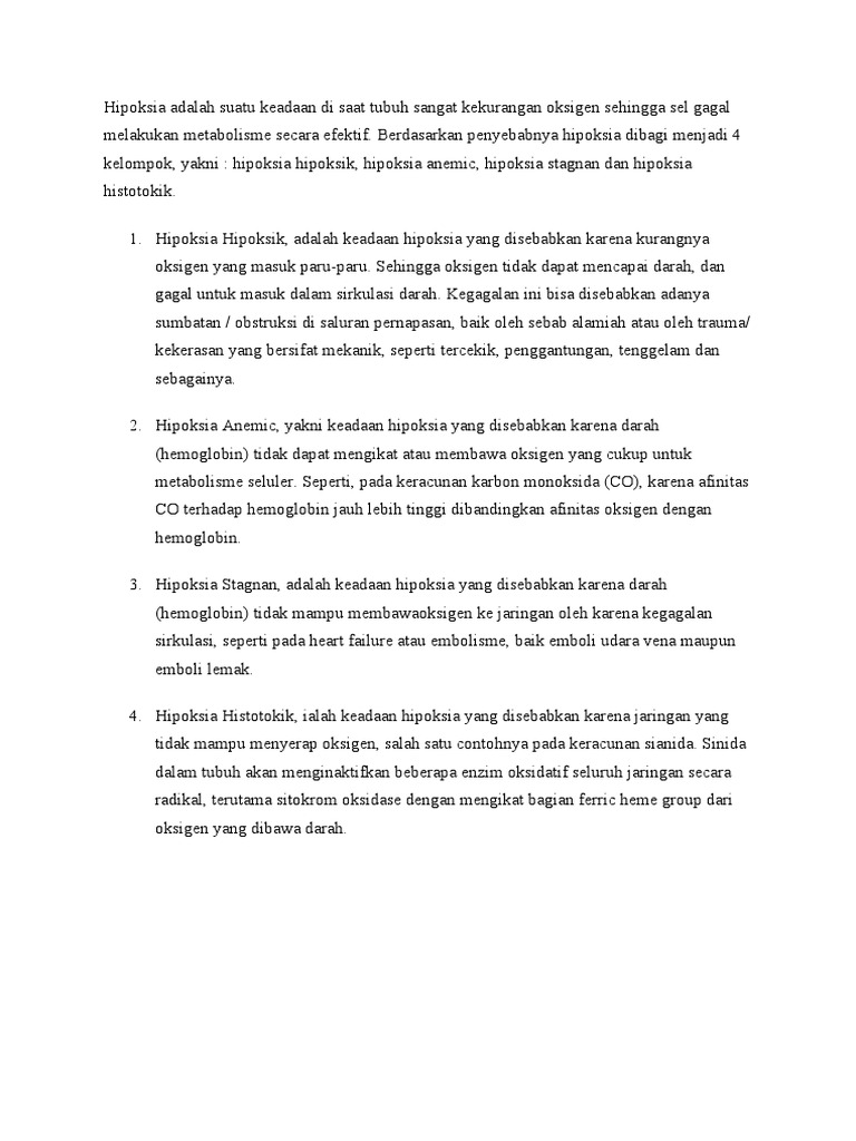 Penyebab Hipoksia | PDF
