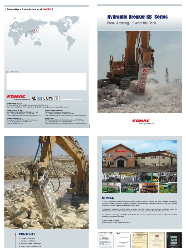 KOMAC KB Series Hydraulic Breakers | PDF | Loader (Equipment) | Equipment