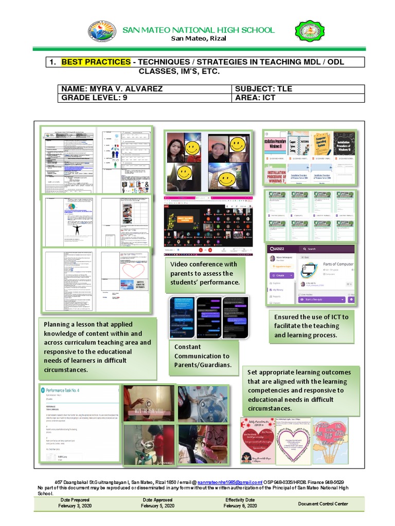 Ict g9 SBM Validation Best Practices Name | PDF | Educational Technology | Applied Psychology