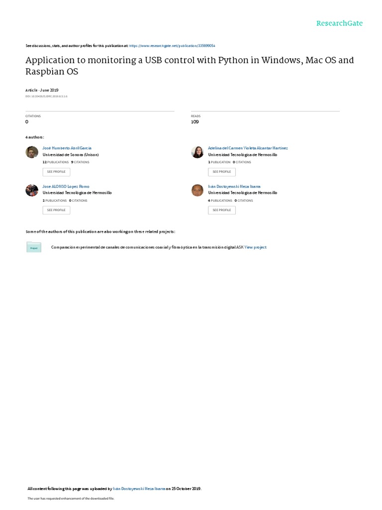 Application To Monitoring A USB Control With Pytho | PDF | Mac Os | Command Line Interface
