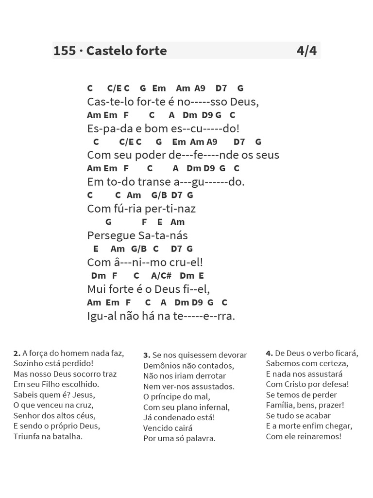 Hino 155: Castelo Forte é Nosso Deus | PDF
