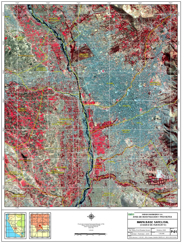 P-01 Mapa Base Satelital - Ciudad de Huancayo - A1 | PDF | Geodesia ...