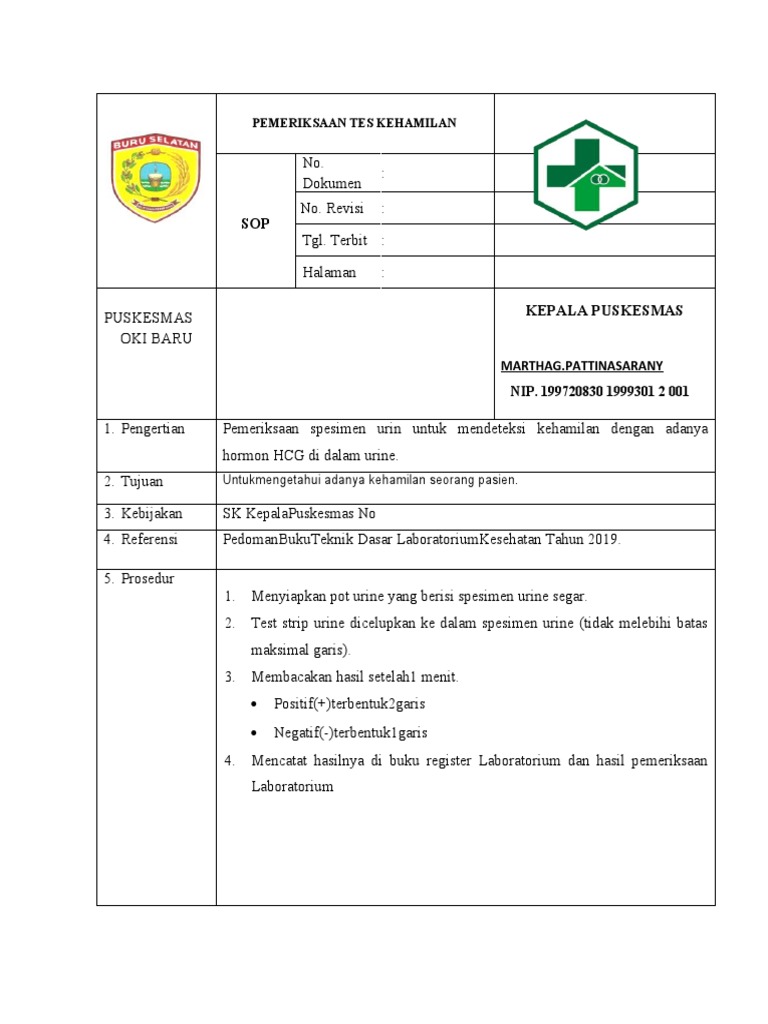 SOP Pemeriksaan Kehamilan | PDF