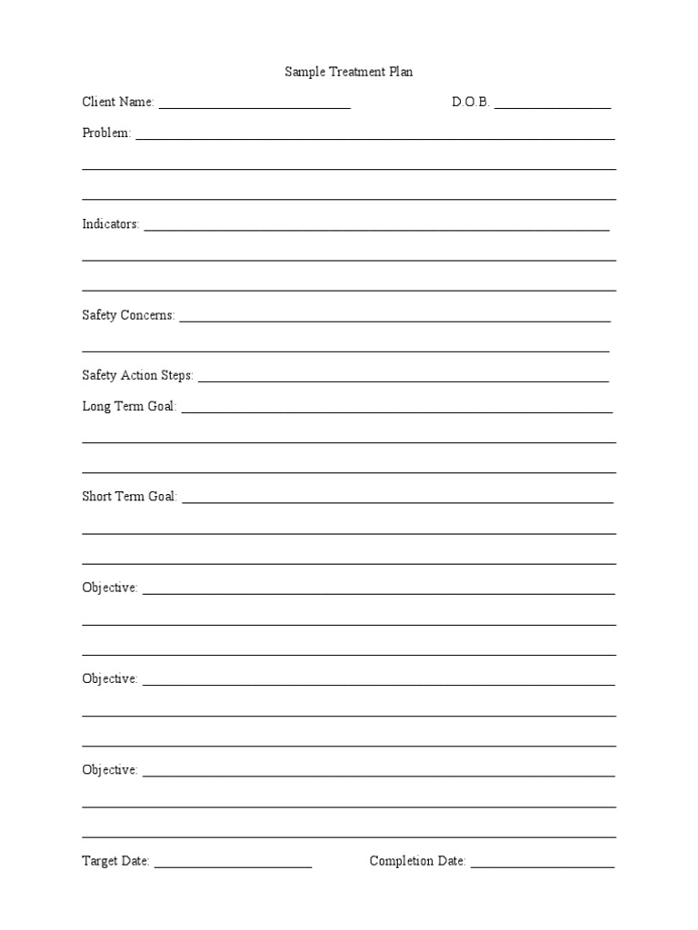 Sample Treatment Plan Form - Coun755 | PDF | Therapy | Clinical Psychology