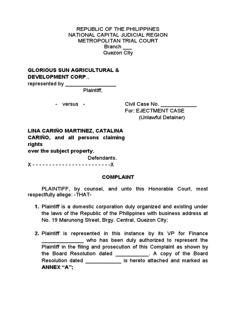 Ejectment Case | PDF | Lease | Lawsuit