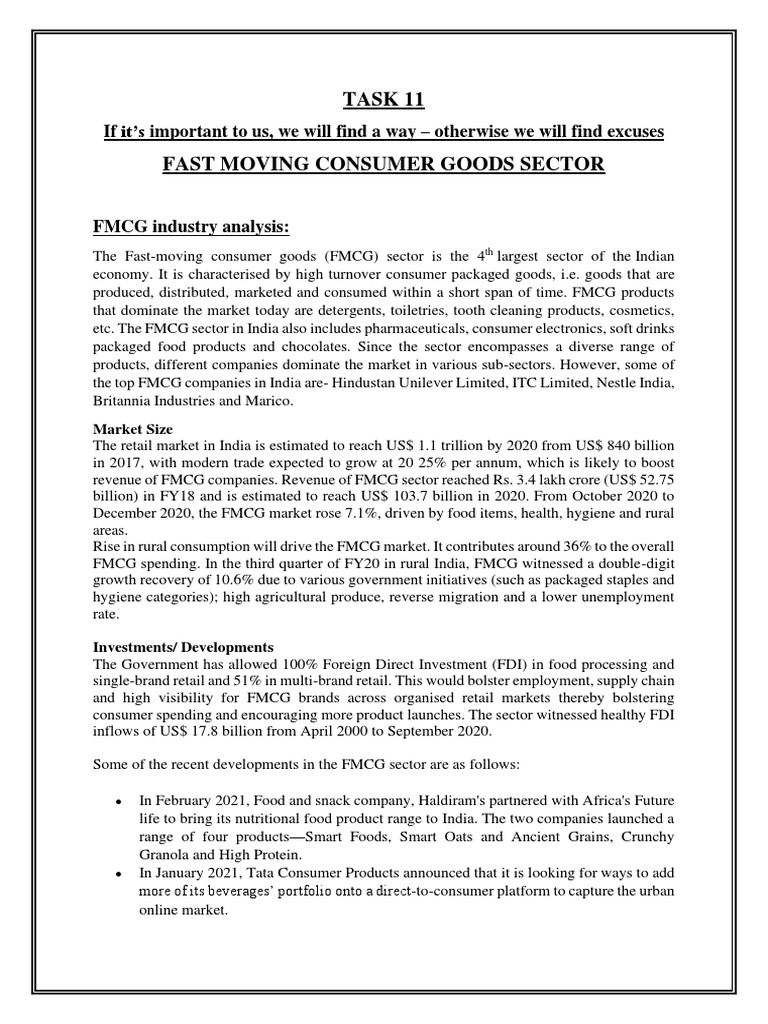 FMCG Industry Analysis | PDF | Profit (Economics) | Exchange Rate