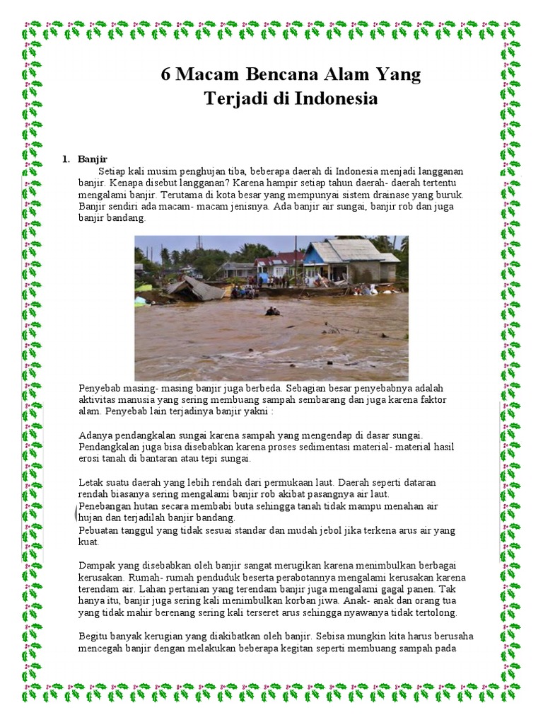 6 Macam Bencana Alam Yang Terjadi Di Indonesia | PDF