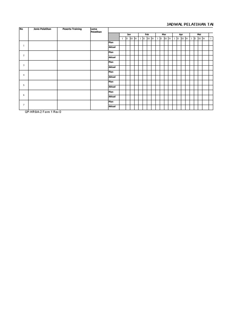 Jadwal Pelatihan Karyawan Tahunan | PDF