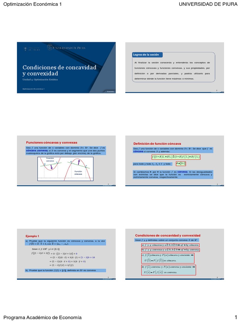 Clase 23 Criterios para Concavidad y Convexidad en Funciones de Varias Variables E1OPT1 | PDF ...