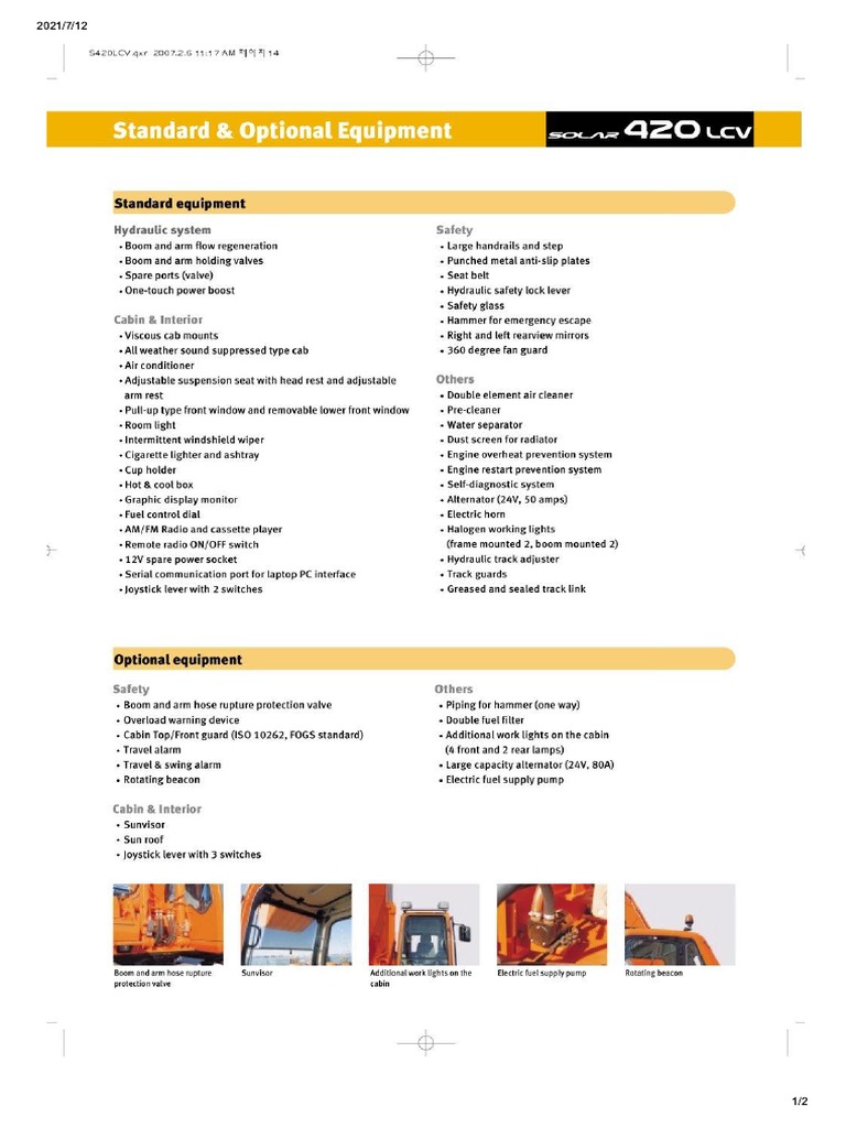 Doosan Solar 420 Lcv-Parameter-2 | PDF