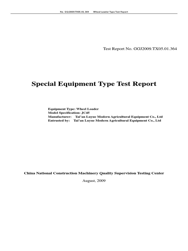 Wheel Loader JC45 Type Test Report | PDF | Fuse (Electrical) | Door