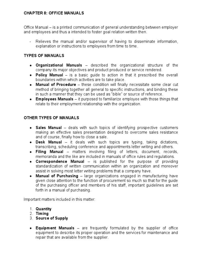 Chapter 8: Office Manuals | PDF | Employment | Business