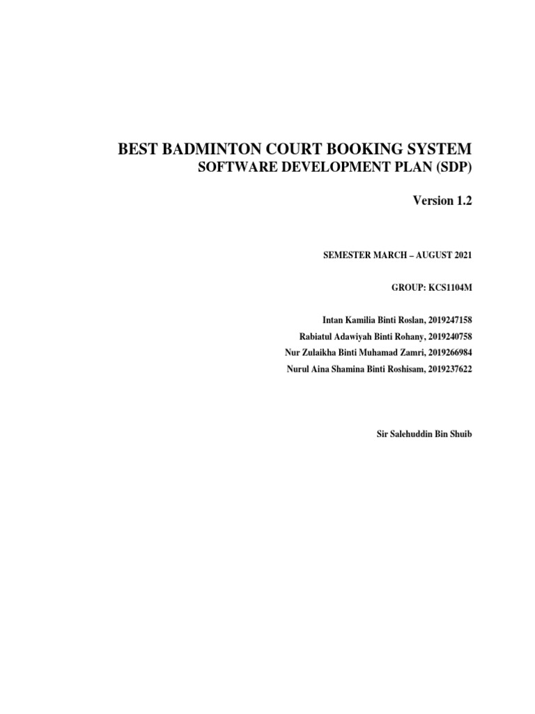 Best Badminton Booking System - SDP | PDF | System | Software Development