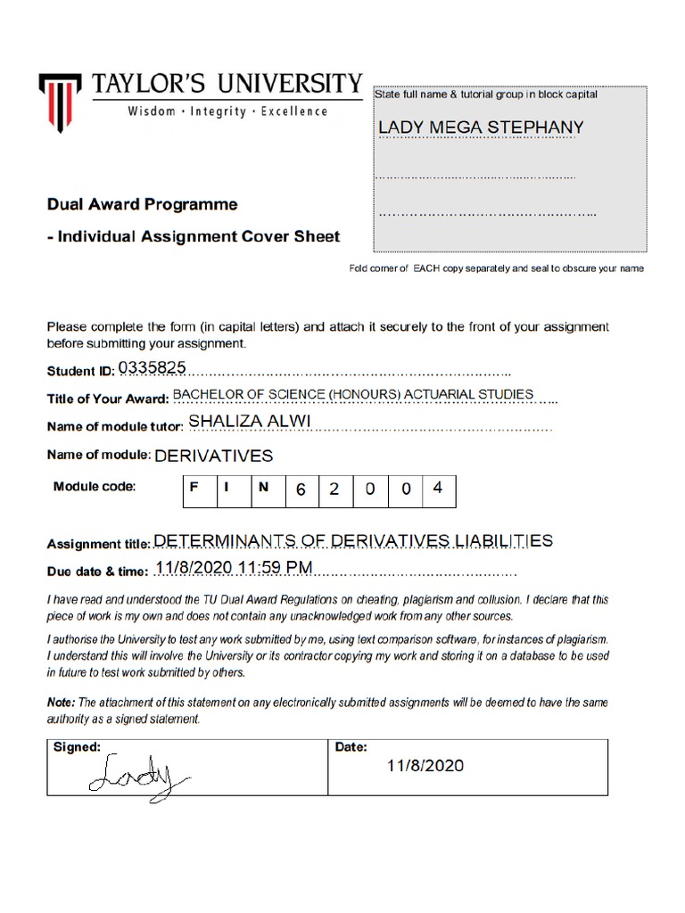 Derivatives Assignment (Completed) | PDF | Derivative (Finance) | Over The Counter (Finance)