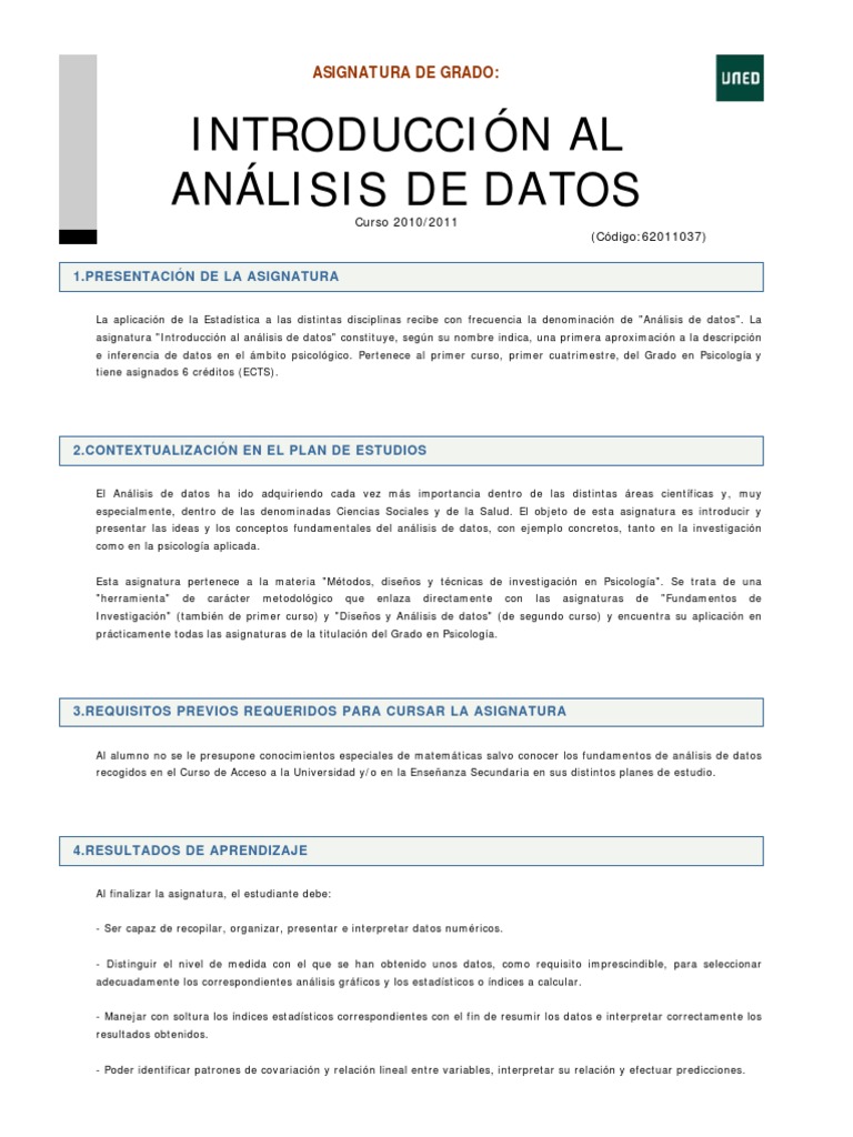 Introduccion Al Analisis de Datos | PDF | Prueba (evaluación ... Introduccion Al Analisis de Datos | PDF | Prueba (evaluación ...