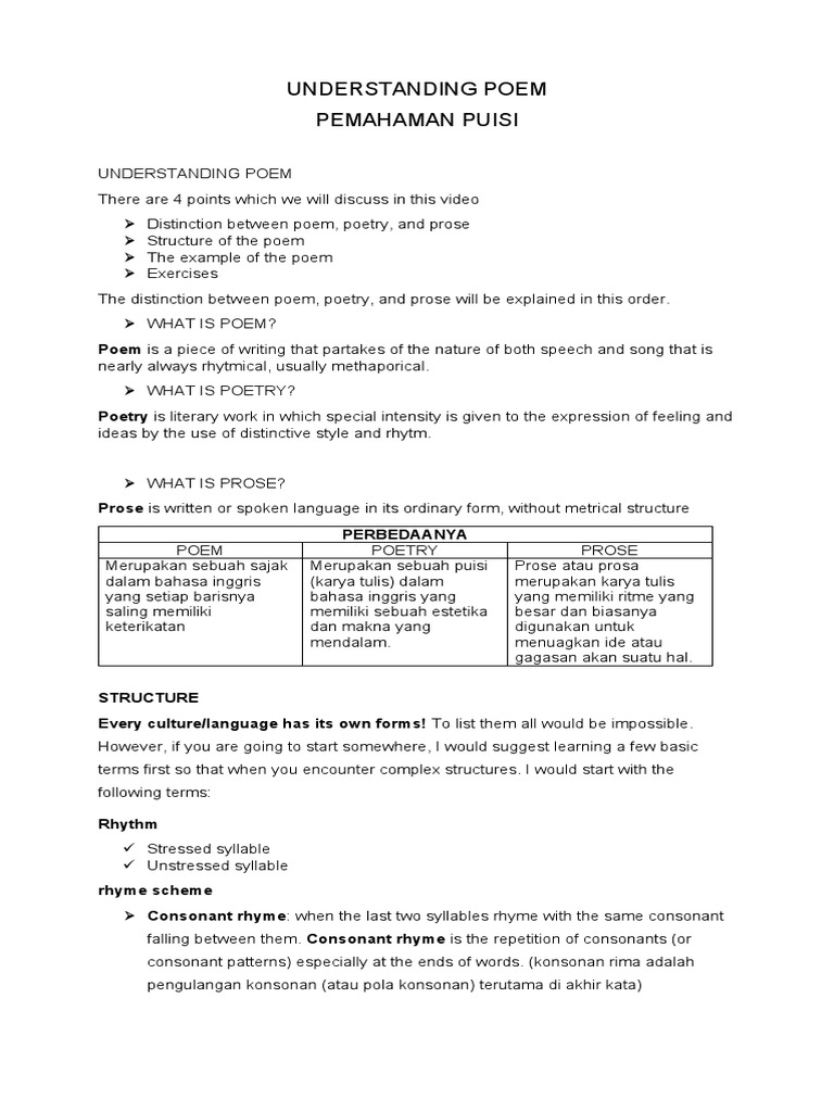 Understanding Poem 1 | PDF | Metre (Poetry) | Poetry