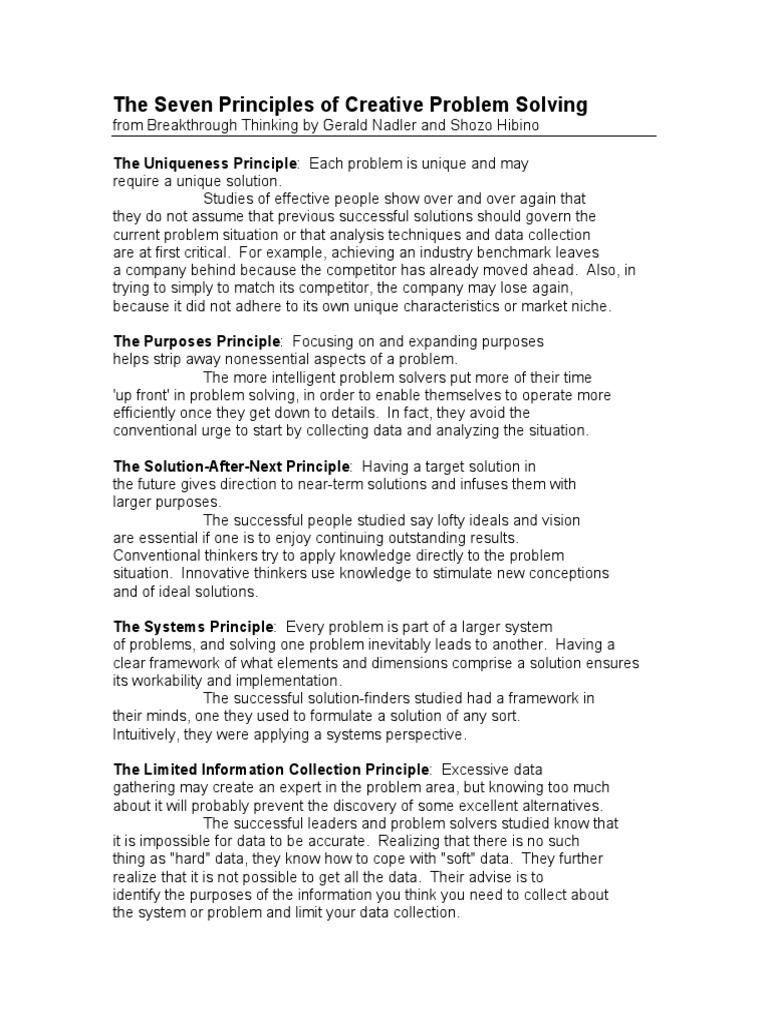 7 Principles of Creative Problem Solving | PDF | Cognition | Business