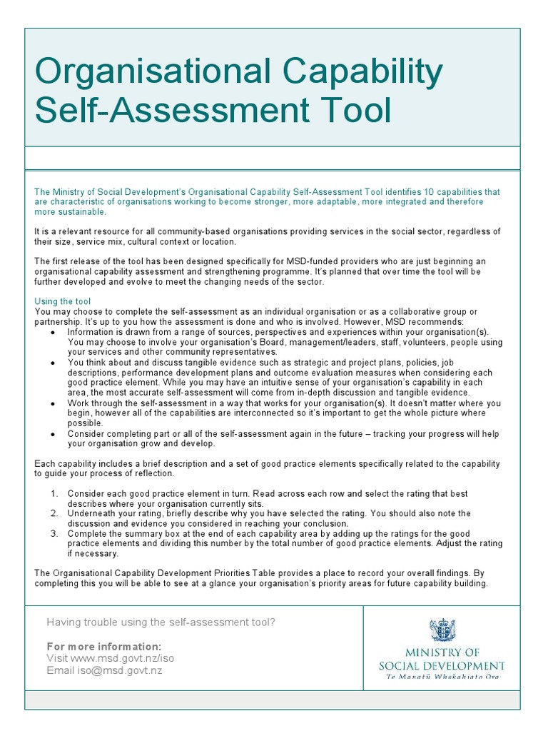 Organisational Capability Self-Assessment Tool | PDF | Governance ...