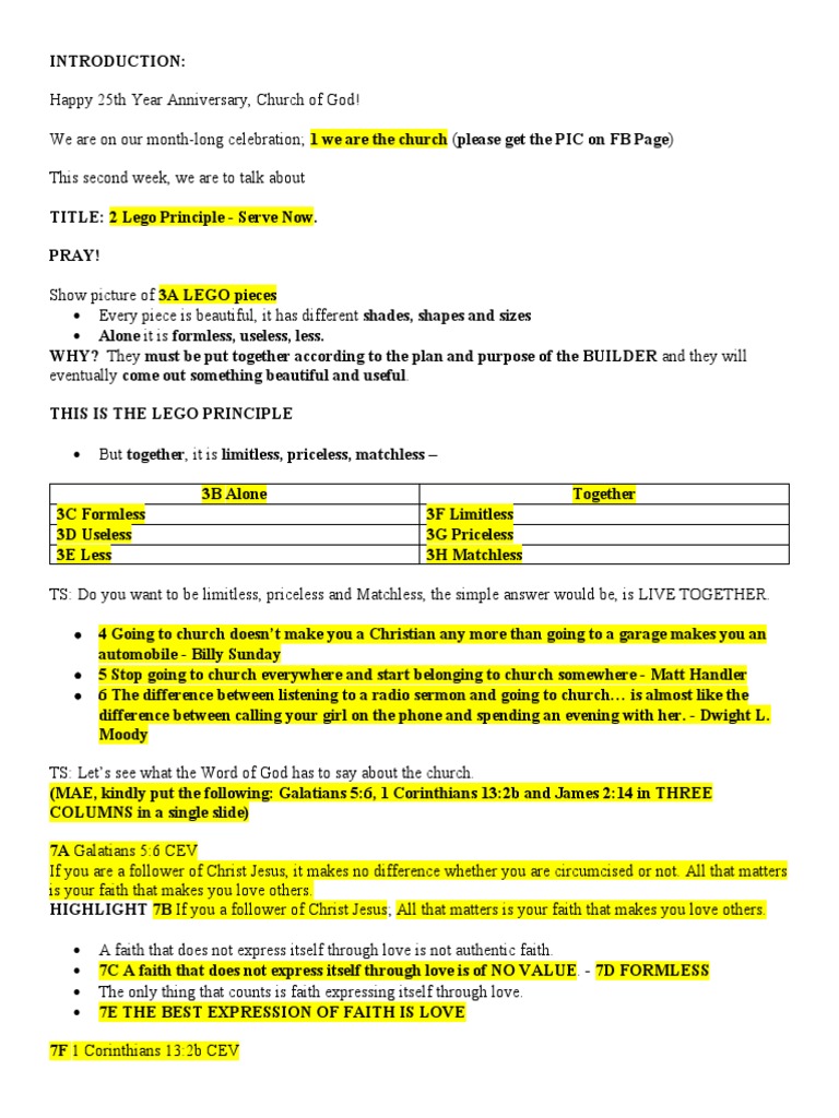 LEGO Principle - Serve Now | PDF | Epistle To The Galatians | Faith