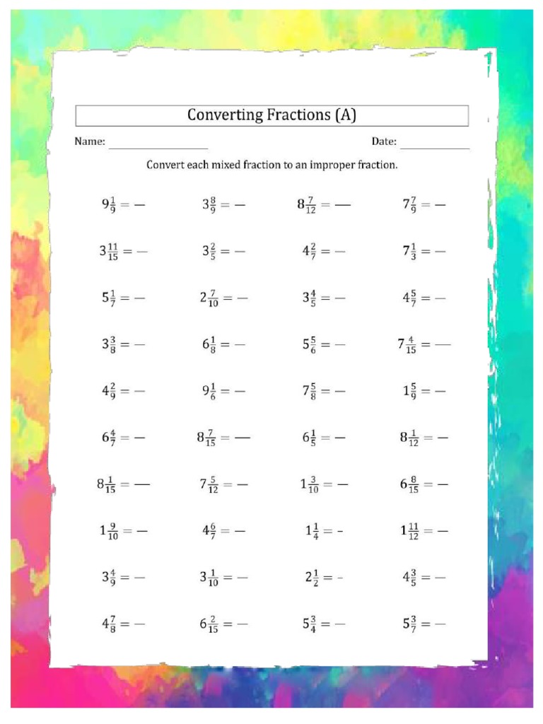 Grade 6 Fraction Worksheets | PDF