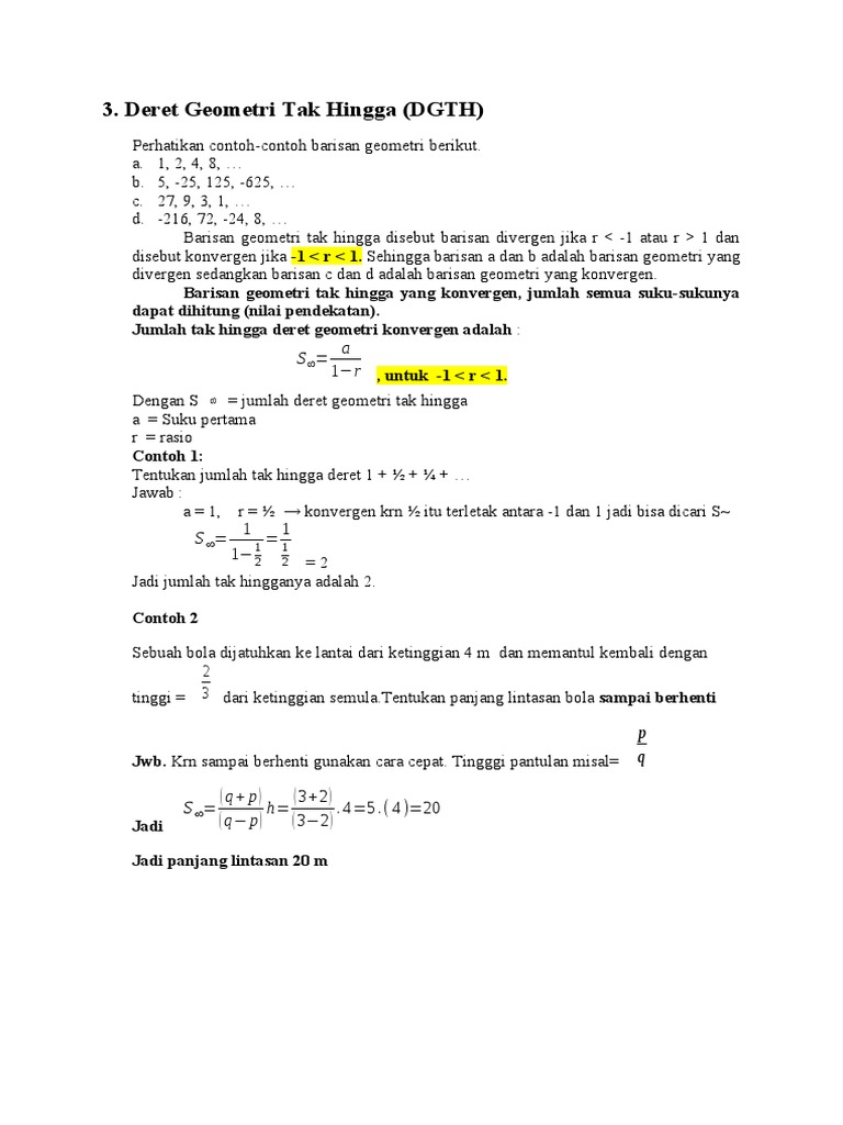 Deret Geometri Tak Hingga (DGTH) | PDF | Metode & Bahan Ajar
