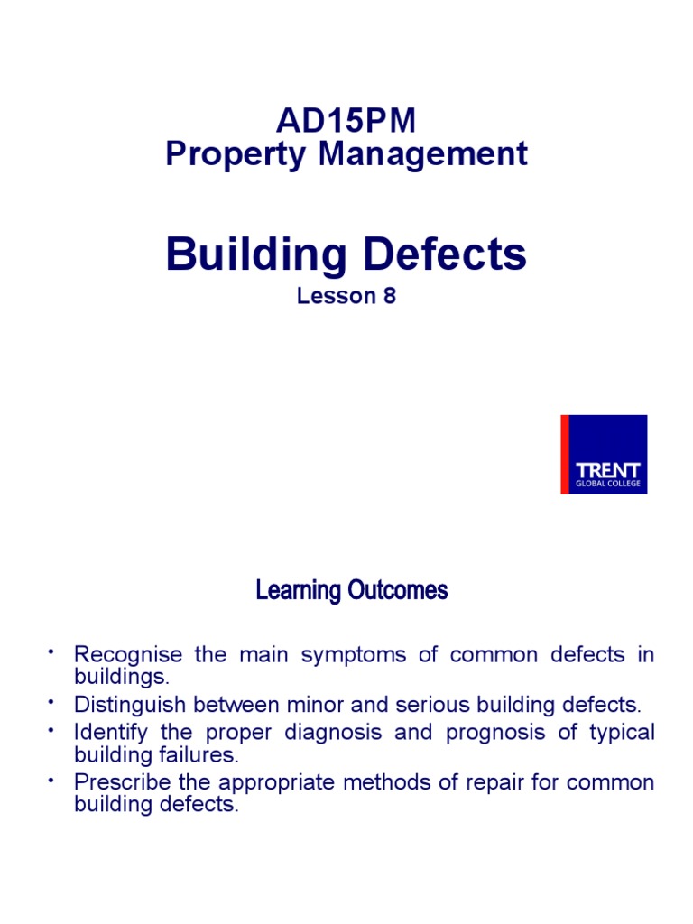 AD15PM Property Management: Building Defects | PDF | Roof | Wall