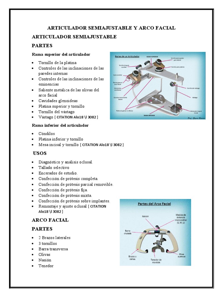 Articulador Semiajustable y Arco Facial | PDF