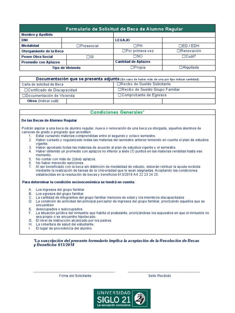 Formulario de Solicitud de Beca | PDF
