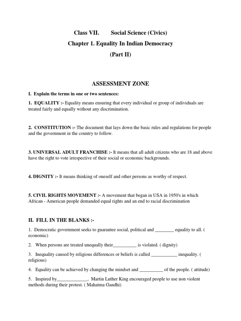 Class 7 - Social Science (Civics) CH 1 (Part - 2) | PDF | Social ...