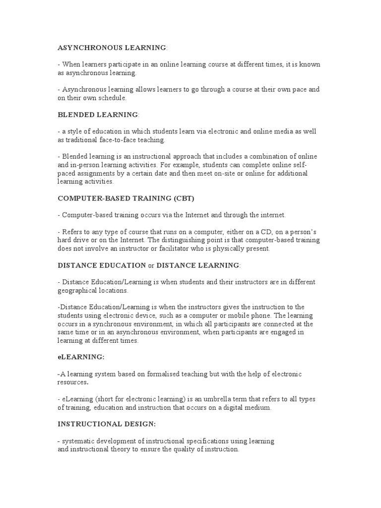 Asynchronous Learning | PDF | Educational Technology | Distance Education