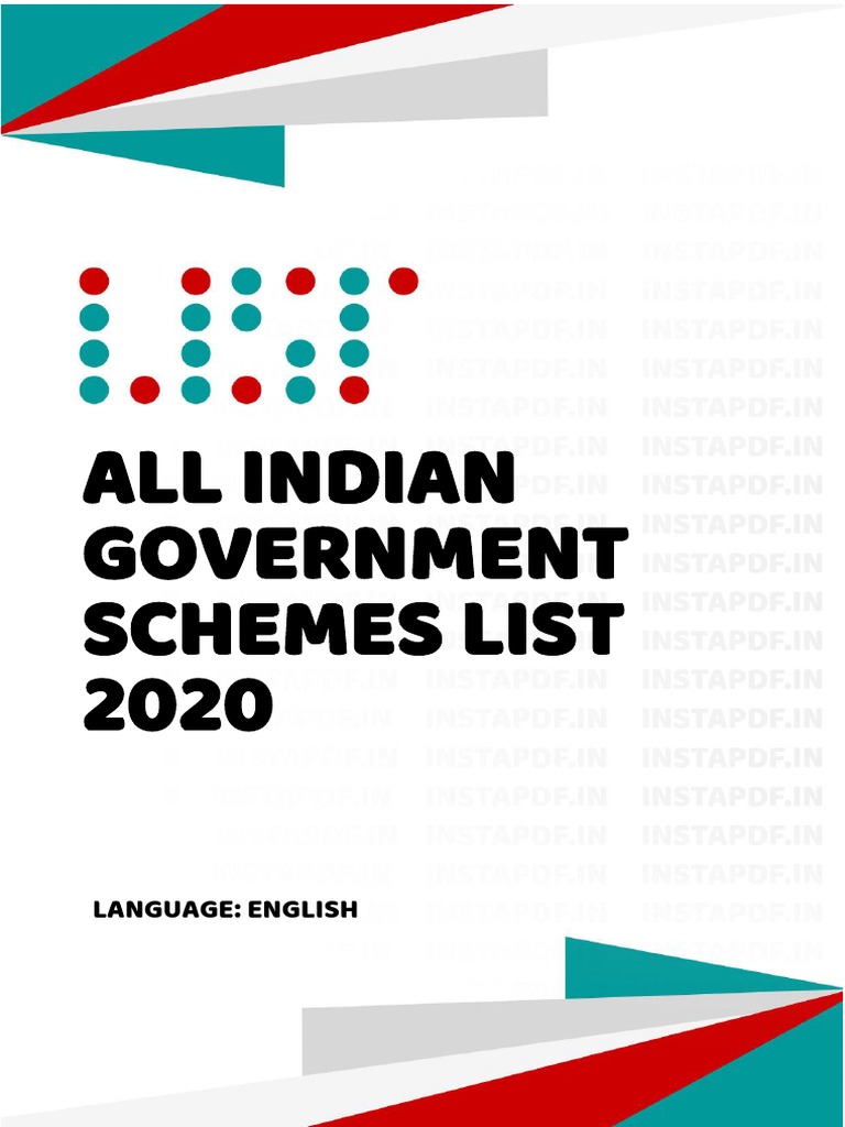All Indian Government Schemes List 2020: Language: English | PDF ...
