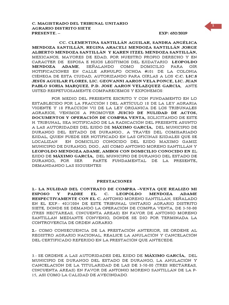 Demanda de Derecho de Tanto de Sandra | PDF | Res Judicata | Sentencia ...