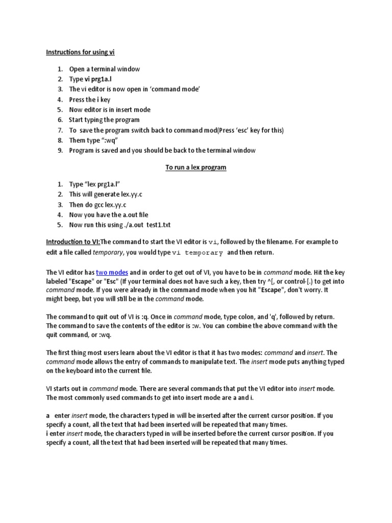 Instructions For Using VI | PDF | Information Technology Management ...