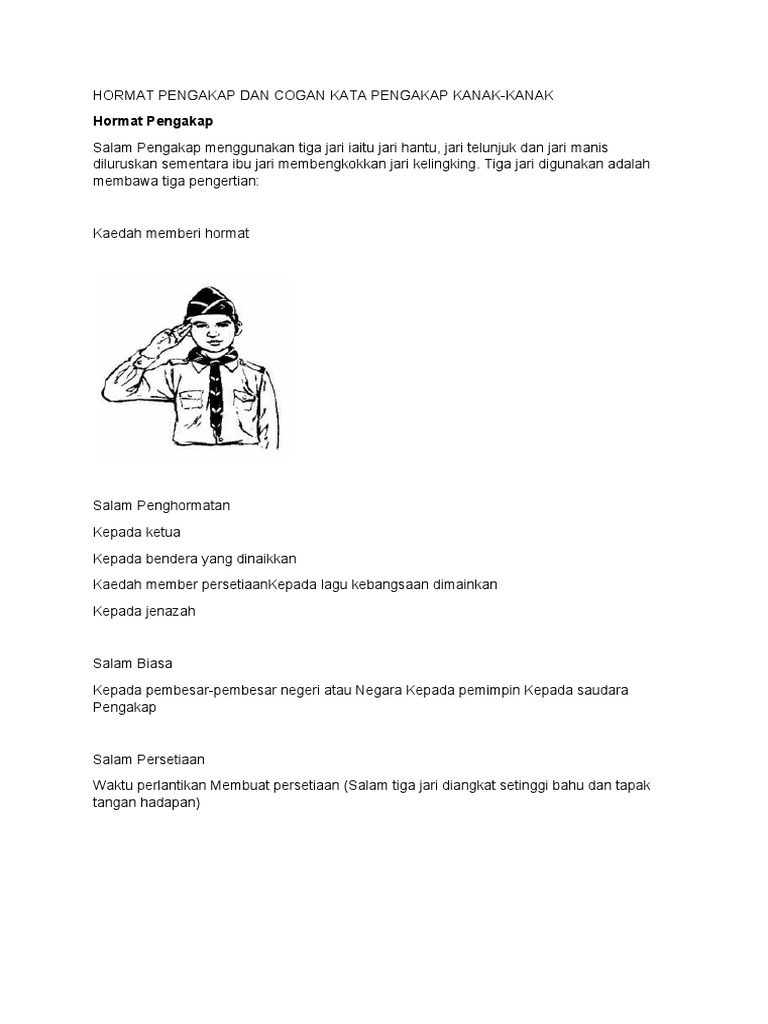 Hormat Pengakap Dan Cogan Kata Pengakap Kanak | PDF