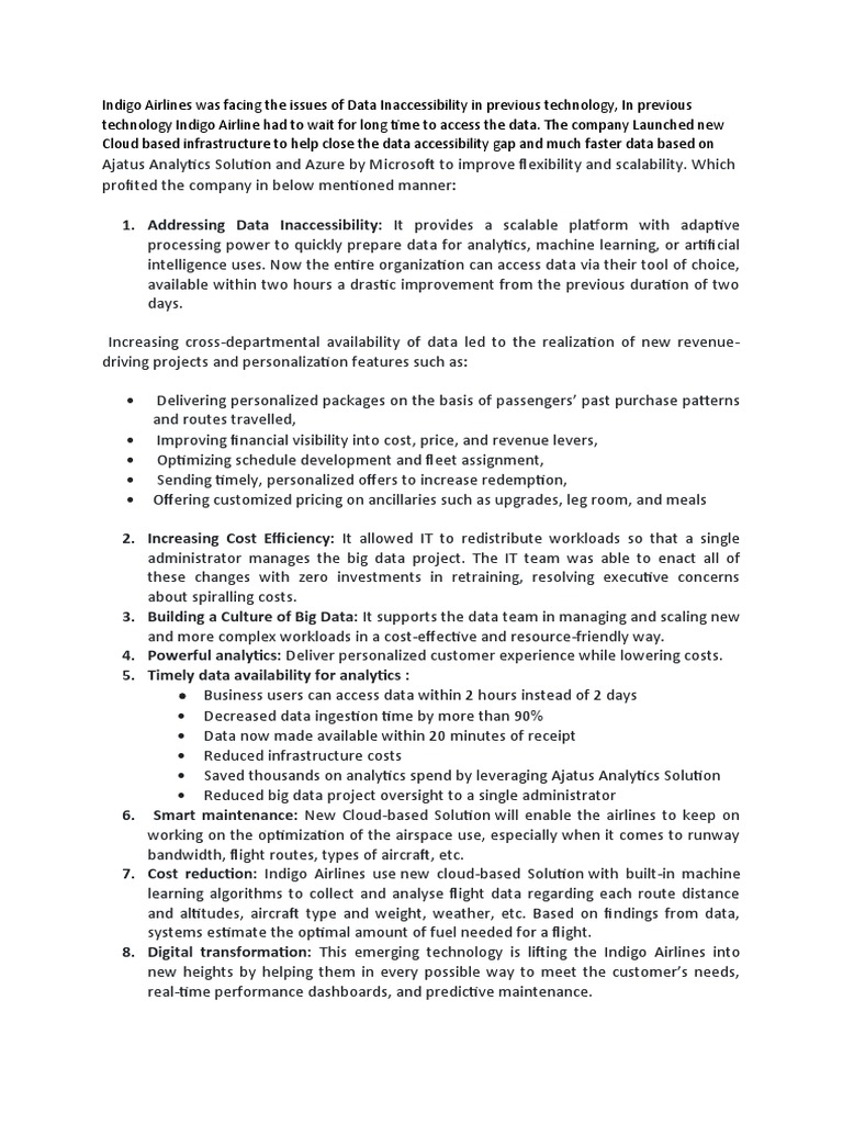 Summary of Indigo Airlines | PDF | Analytics | Airlines