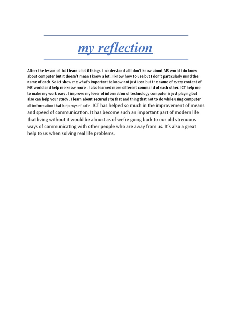My Reflection | PDF