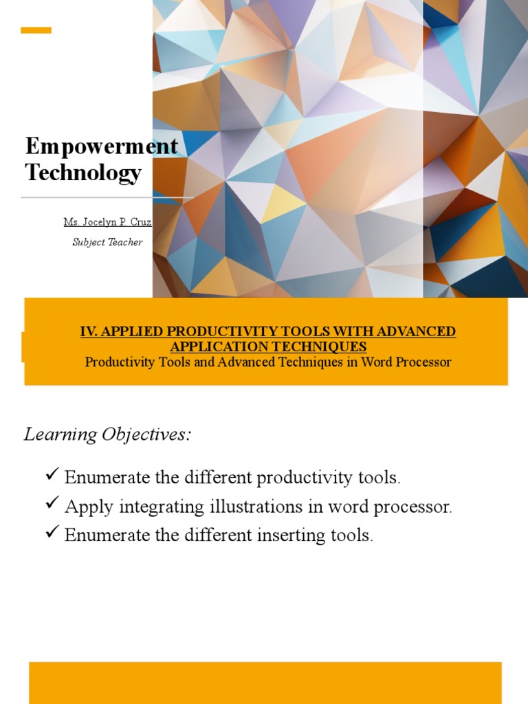 Applied Productivity Tools | PDF | Microsoft Word | Educational Technology