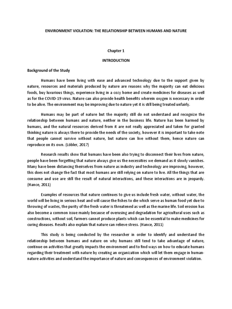 Environment Violation: The Relationship Between Humans and Nature | PDF ...