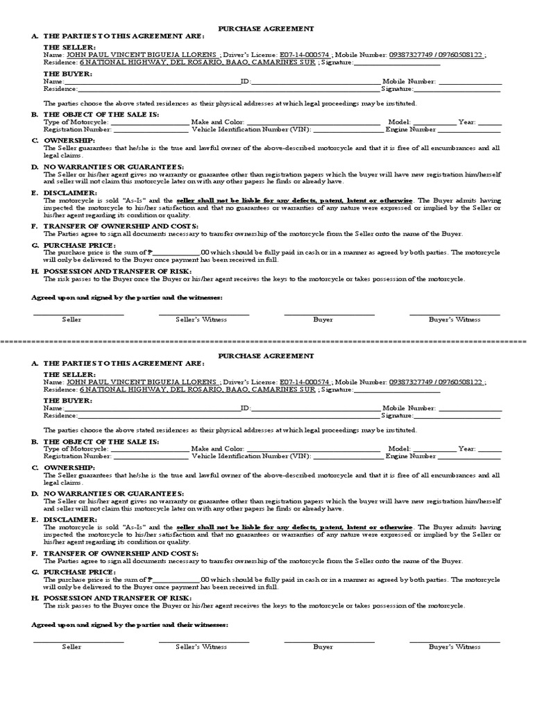 Agreement Paper | PDF | Sales | Prices