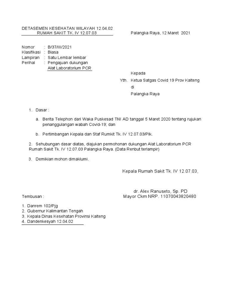 Surat Pengajuan Lab PCR | PDF
